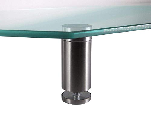 Monoprice Corner Multimedia Desktop Stand, Clear Glass 23.6" x 10.2" - Stand & Riser, Laptop Stand, Desktop TV Stand w/ Height Adjustable Legs