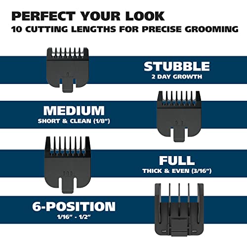 Wahl Clipper Rechargeable Beard Trimmer With Travel Lock, Self-sharpening Blades, and 10 Different Trimming Lengths – Model 9916-817V