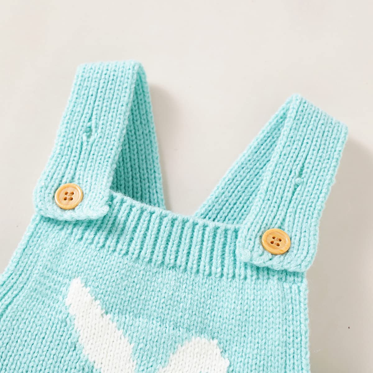 Wytyjxccyy My 1st Easter Outfit Newborn Baby Girl Boy Bunny Knitted Romper Overalls Suspender Jumpsuit Spring Summer Clothes (Blue,12-18 Months)