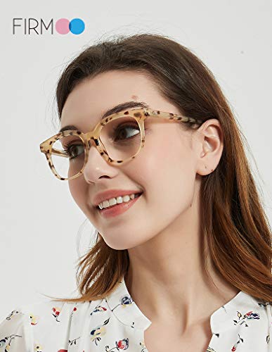 Firmoo Blue Light Blocking Glasses, Anti Headache Anti Eyestrain, Oversized Blue Light Glasses Computer Glasses Blue Light Blocker for Women Men(Ivory Pattern)