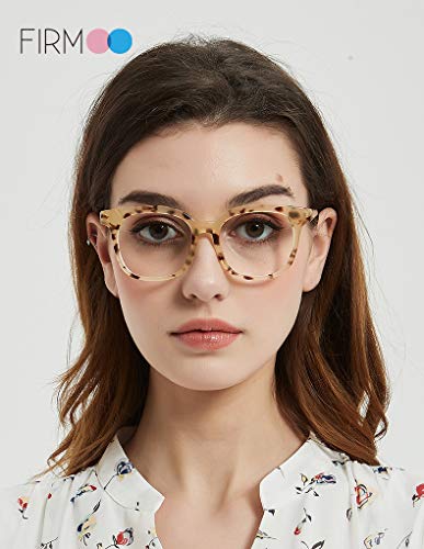 Firmoo Blue Light Blocking Glasses, Anti Headache Anti Eyestrain, Oversized Blue Light Glasses Computer Glasses Blue Light Blocker for Women Men(Ivory Pattern)