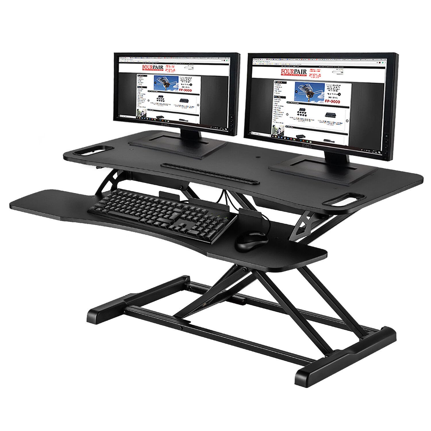 37" Dual Monitor Adjustable Height Desk Riser Tabletop Sit to Stand Workstation, Black