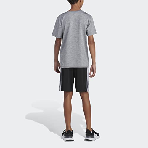 adidas boys Short Sleeve Aeroready® Bos Toss Tee T Shirt, Charcoal Grey Heather, Large US