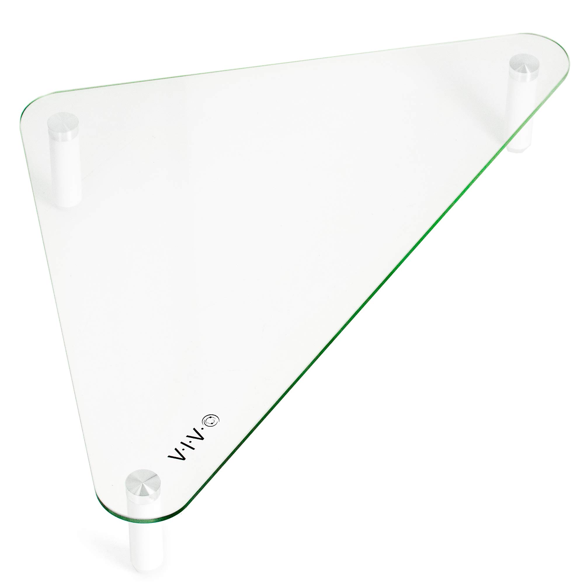 VIVO Glass Ergonomic Tabletop Riser, Triangle Desktop Universal Corner Stand for Computer Monitor LCD LED TV, Monitor, Laptop, Notebook, and More, STAND-V000Q