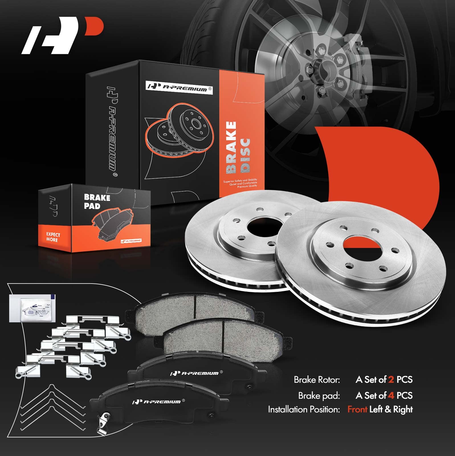 A-Premium 11.65 inch (296mm) Front Vented Disc Brake Rotors + Ceramic Pads Kit Compatible with Select Nissan and Suzuki Models - Frontier 2005-2019, Pathfinder 2005-2012, Xterra 05-15, Equator 09-12