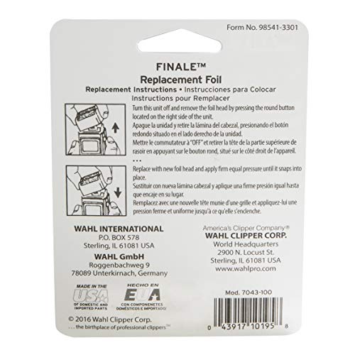 Wahl Professional 5 Star Series Finale Shaver Replacement Super Close Gold Foil, Hypo-Allergenic, Super Close, Bump Free Shaving for Professional Barbers and Stylists - Model 7043-100
