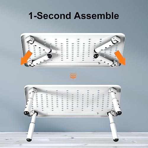 Bracwiser Foldable Monitor Riser Metal Computer Stand for Desk 3 Height Adjustable Laptop Stand with Pen Storage, White, MST013W
