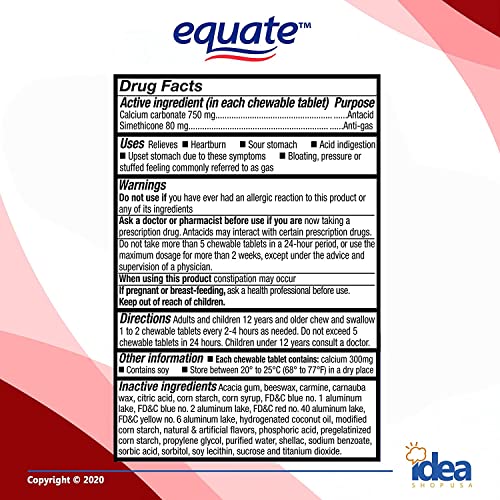 Equate Extra Strength Heartburn Relief + Gas Relief Chews, Mixed Berry, 54 Ct Bundle with Exclusive "Say "No" to Indigestion and Heartburn" - Better Idea Guide (2 Items)