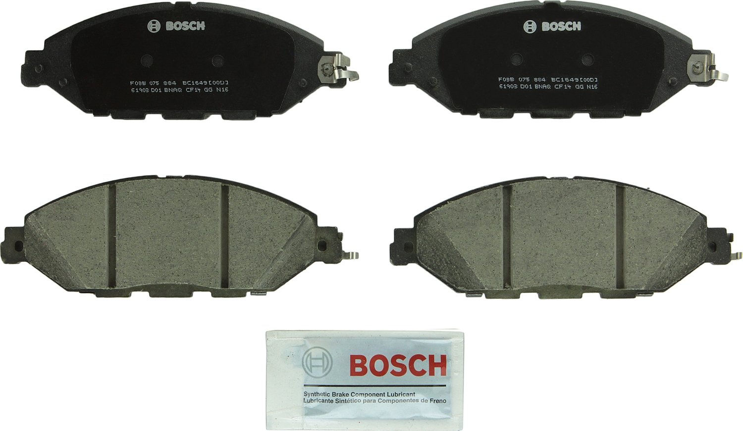 BOSCH BC1649 QuietCast Premium Ceramic Disc Brake Pad Set - Compatible with Select Infiniti JX35, QX60; Nissan Murano, Pathfinder; FRONT