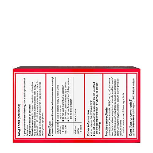 Tylenol Extra Strength Caplets with 500 mg Acetaminophen, Pain Reliever & Fever Reducer, 225 ct