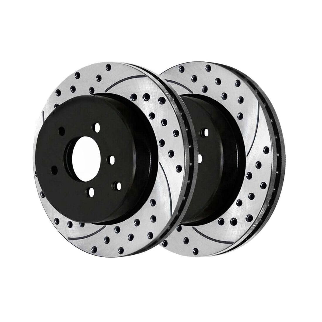 ULFWTQZ 2pcs Disc Brake Rotor Set Rear Left Right Black Electrolysis Coated Steel Drilled and Slotted for Nissan for Murano for Pathfinder for Quest