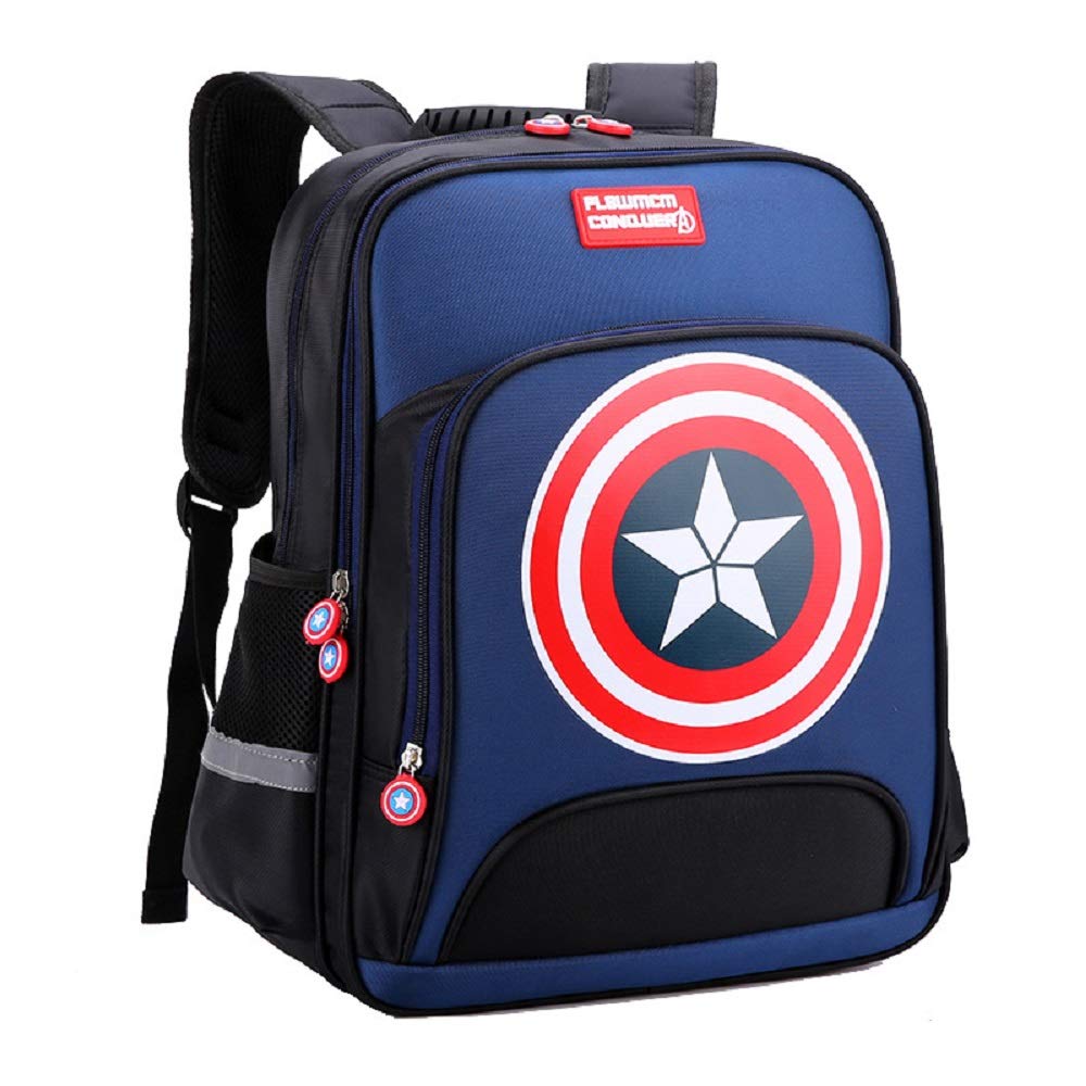 damdos Backpacks Captain America Children Primary Schoolbag School Bags Teenager Student Backpack Dayback Waterproof (Royal Blue Small)