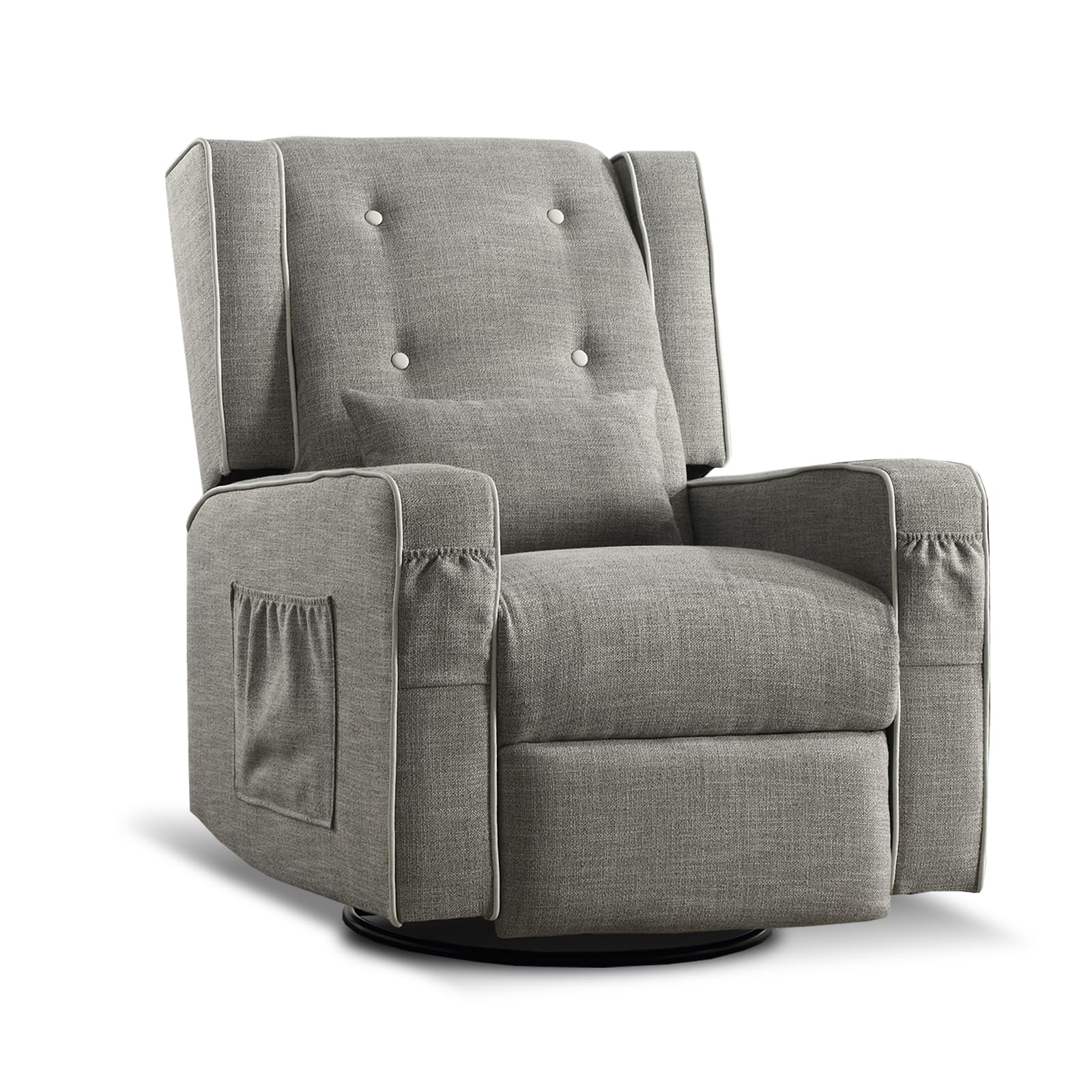 OQQOEE Rocking Chair Nursery Baby Rocker Swivel Chair Glider Rocker Recliner Cozy Swivel Rocking Chairs with Cup Holders,Pockets for Living Room Baby Room (Beige 1 PC)