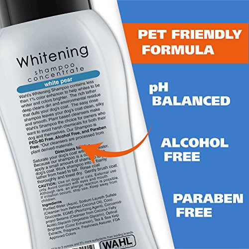 Wahl Whitening Shampoo White Pear scent for Pets β Whitening & Animal Odor Control with Silky Smooth Results for Grooming Dirty Dogs β 24 oz - Model 820001A