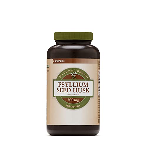 GNC Natural Brand Psyllium Seed Husk 500mg, 180 Capsules, Supports Digestive Health