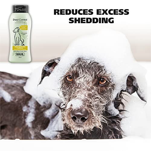 WAHL Shed Control Pet Shampoo for Dog Shedding & Dander β Lemongrass, Sage, Oatmeal, & Aloe for Healthy Coats & Skin β 24 Oz - Model 820005A