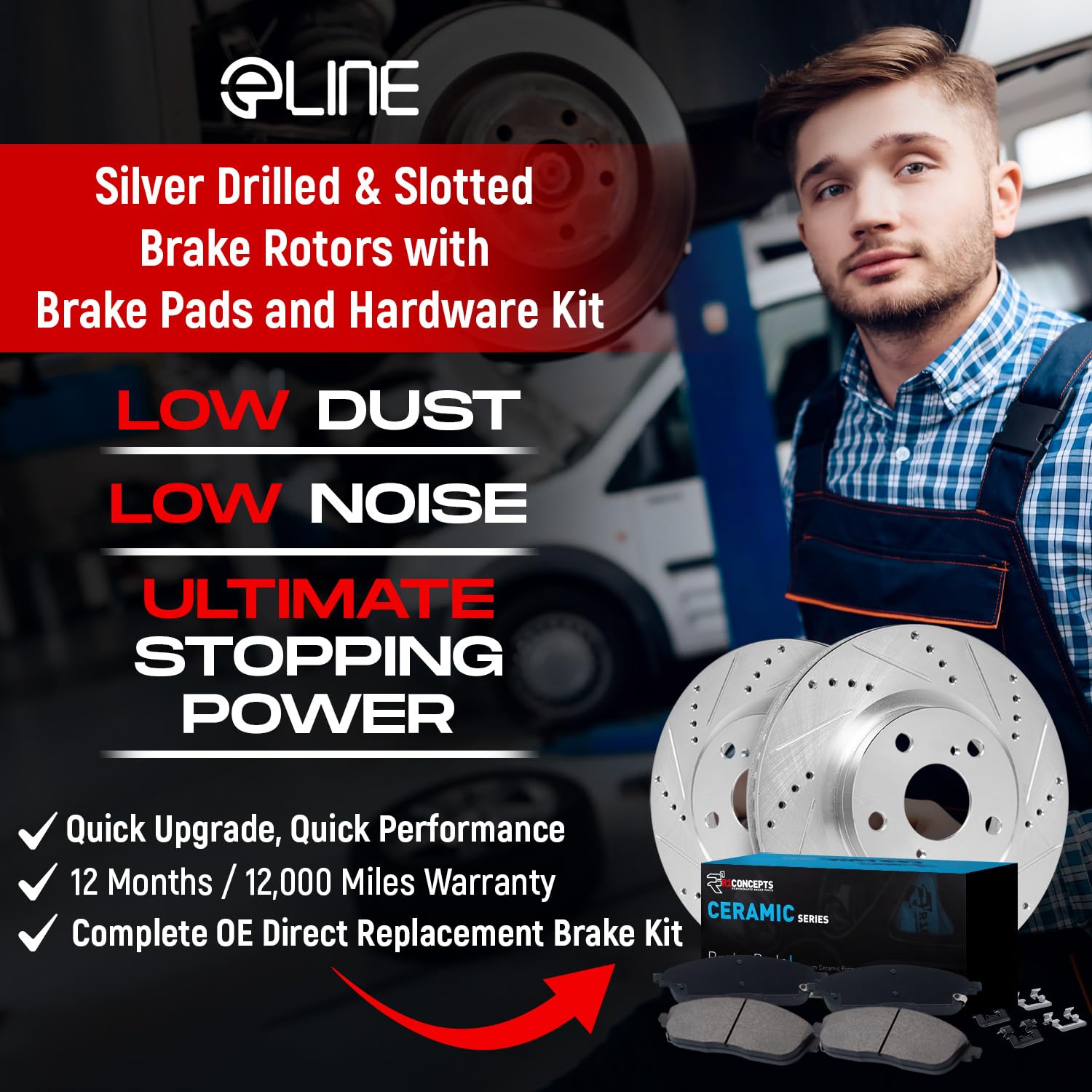 R1 Concepts Rear Brakes and Rotors Kit |Rear Brake Pads| Brake Rotors and Pads| Ceramic Brake Pads and Rotors |Hardware Kit WGWH1-67102