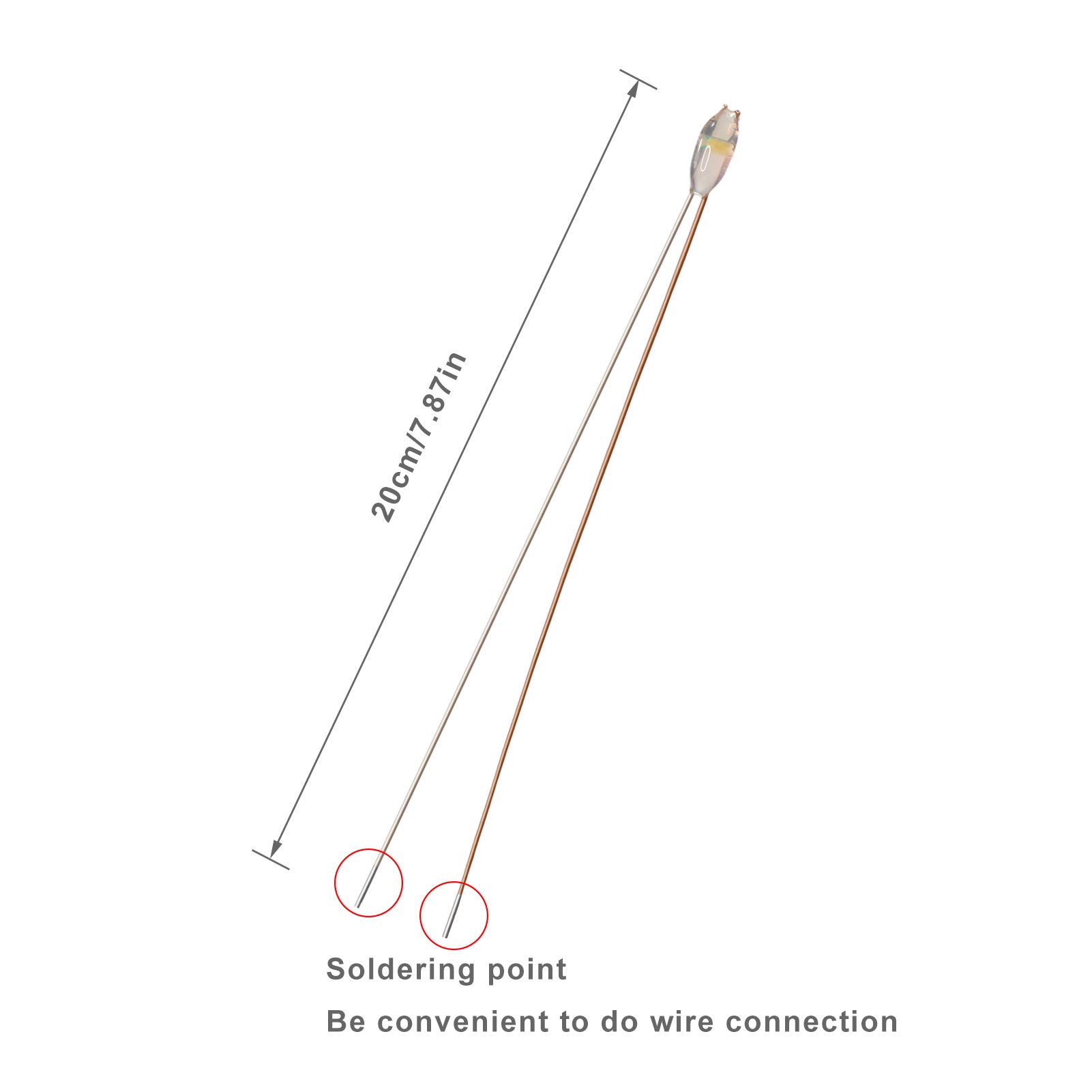 Evemodel 30pcs Pre-soldered Micro Litz Wire Warm White 0603 SMD LED Light 7.8'' Wire Resin Cover Waterproof CD0603WM