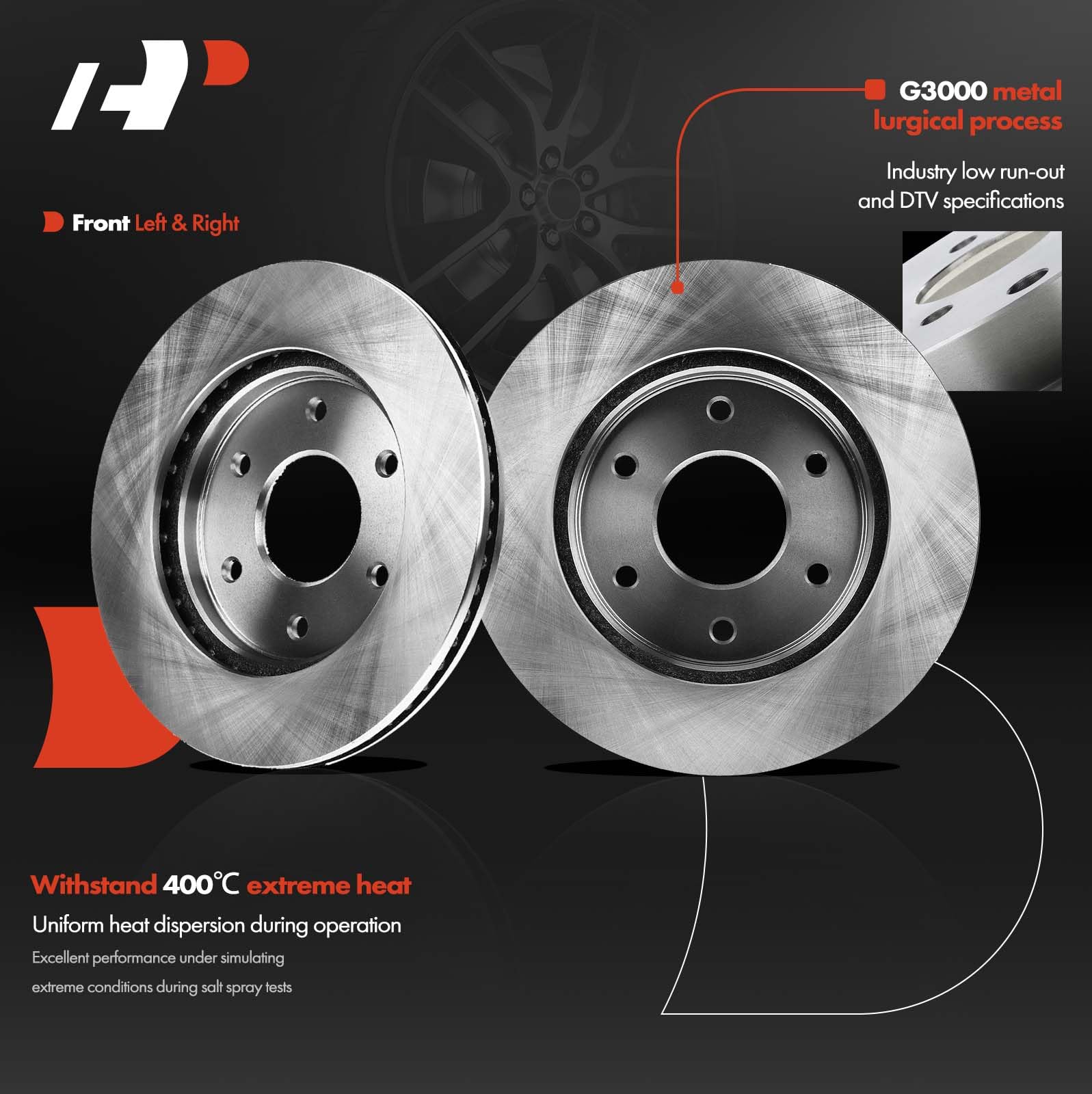 A-Premium 12.60 inch (320mm) Front Vented Disc Brake Rotors Compatible with Select Nissan and Infiniti Models - Armada 2005, Pathfinder/Pathfinder Armada 2004, Titan 2004-2005, QX56 2004-2005, 2-PC