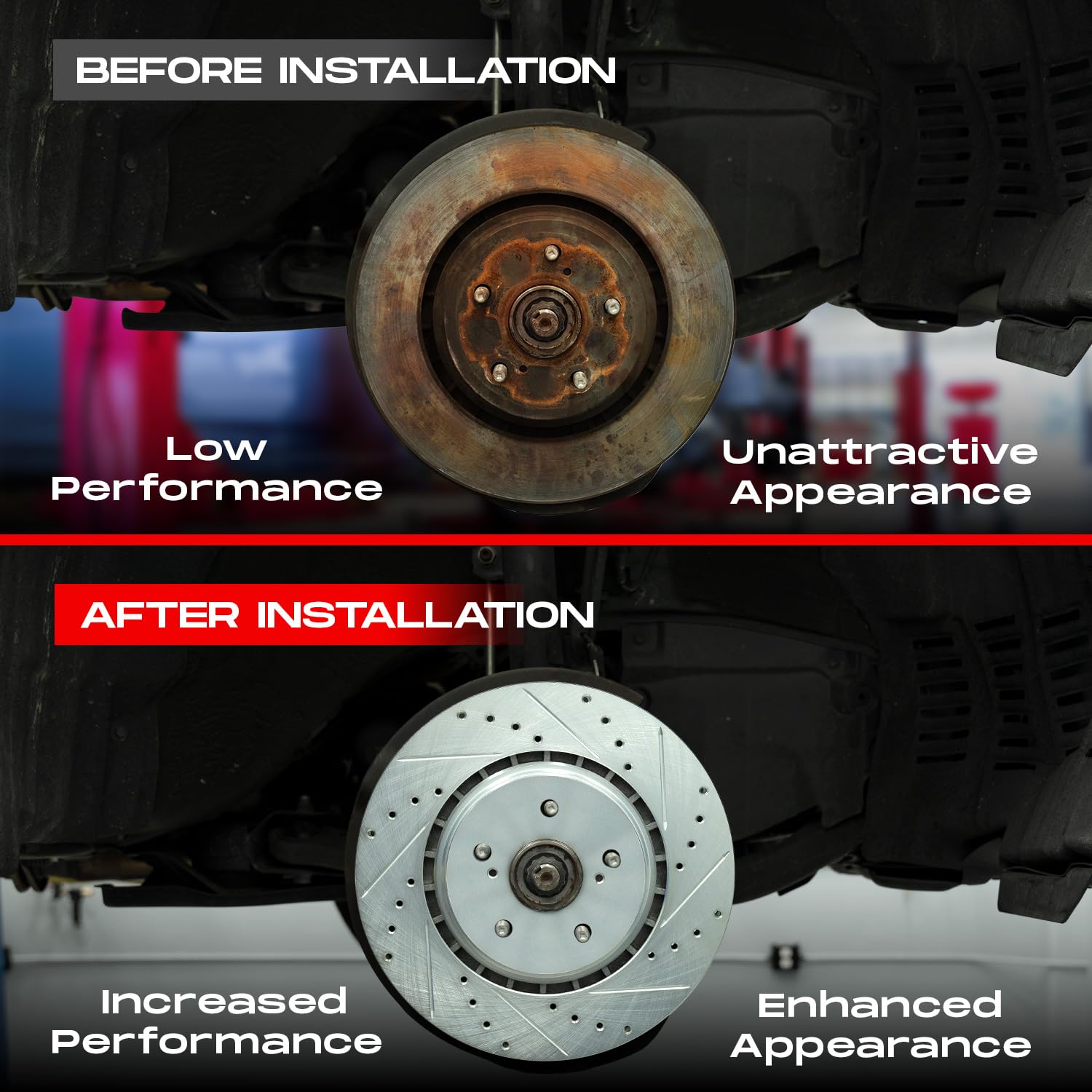 R1 Concepts Rear Brakes and Rotors Kit |Rear Brake Pads| Brake Rotors and Pads| Ceramic Brake Pads and Rotors |Hardware Kit WGWH1-67102