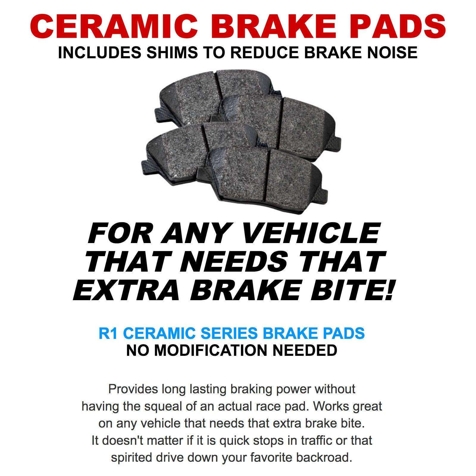 R1 Concepts Rear Brakes and Rotors Kit |Rear Brake Pads| Brake Rotors and Pads| Ceramic Brake Pads and Rotors |Hardware Kit WGWH1-67102