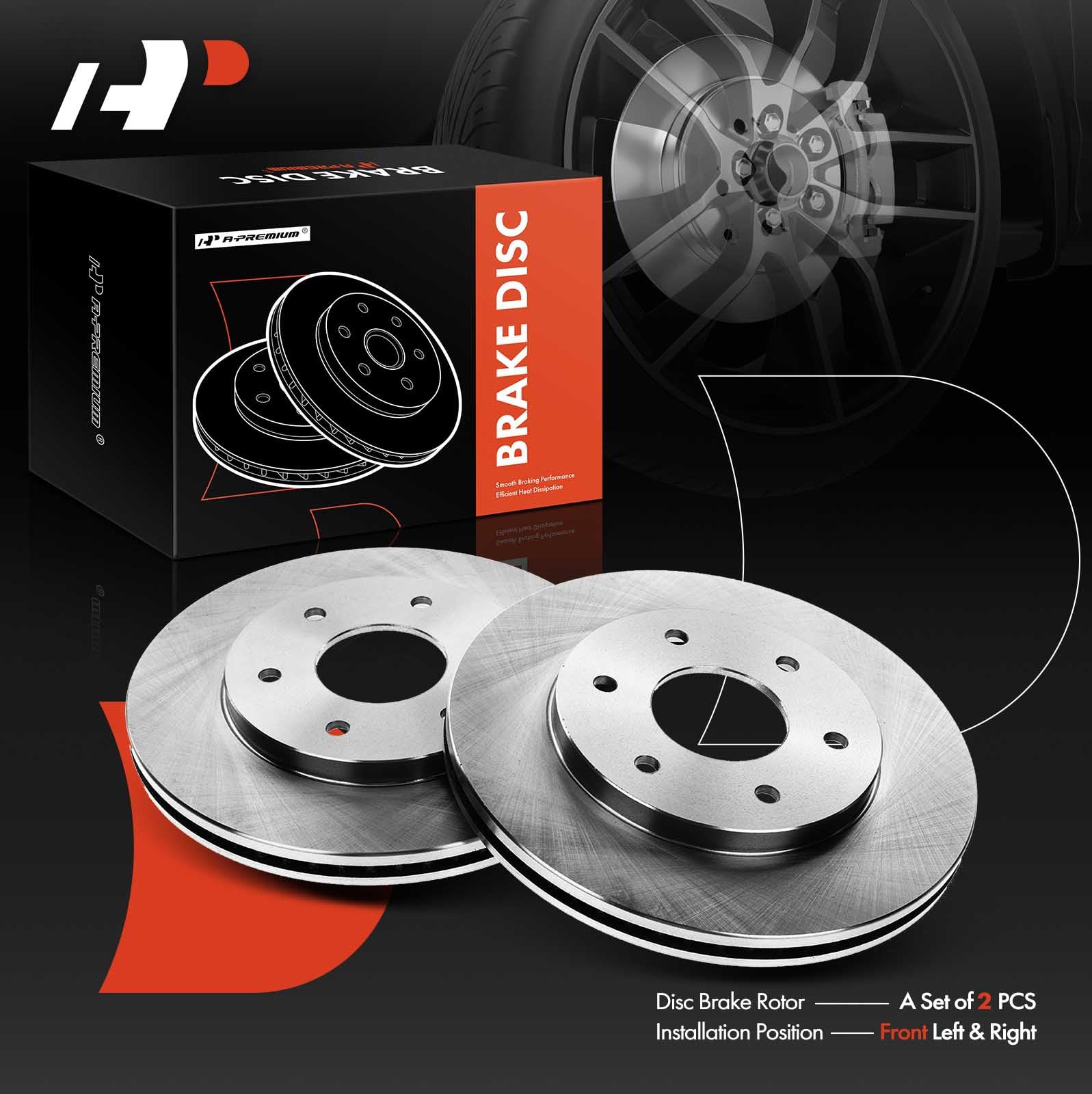 A-Premium 12.60 inch (320mm) Front Vented Disc Brake Rotors Compatible with Select Nissan and Infiniti Models - Armada 2005, Pathfinder/Pathfinder Armada 2004, Titan 2004-2005, QX56 2004-2005, 2-PC