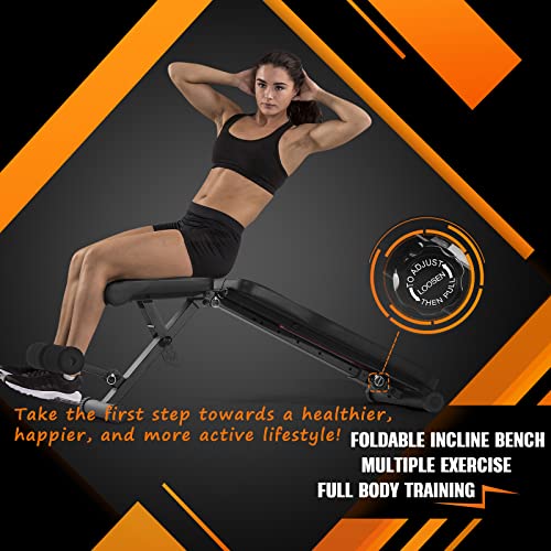 Adjustable weight bench, Foldable Workout Bench with 8+4+3 Angles and Quick Adjustable knob(Automatic Lock) - Weight capacity 650lbs, Easy to assemble
