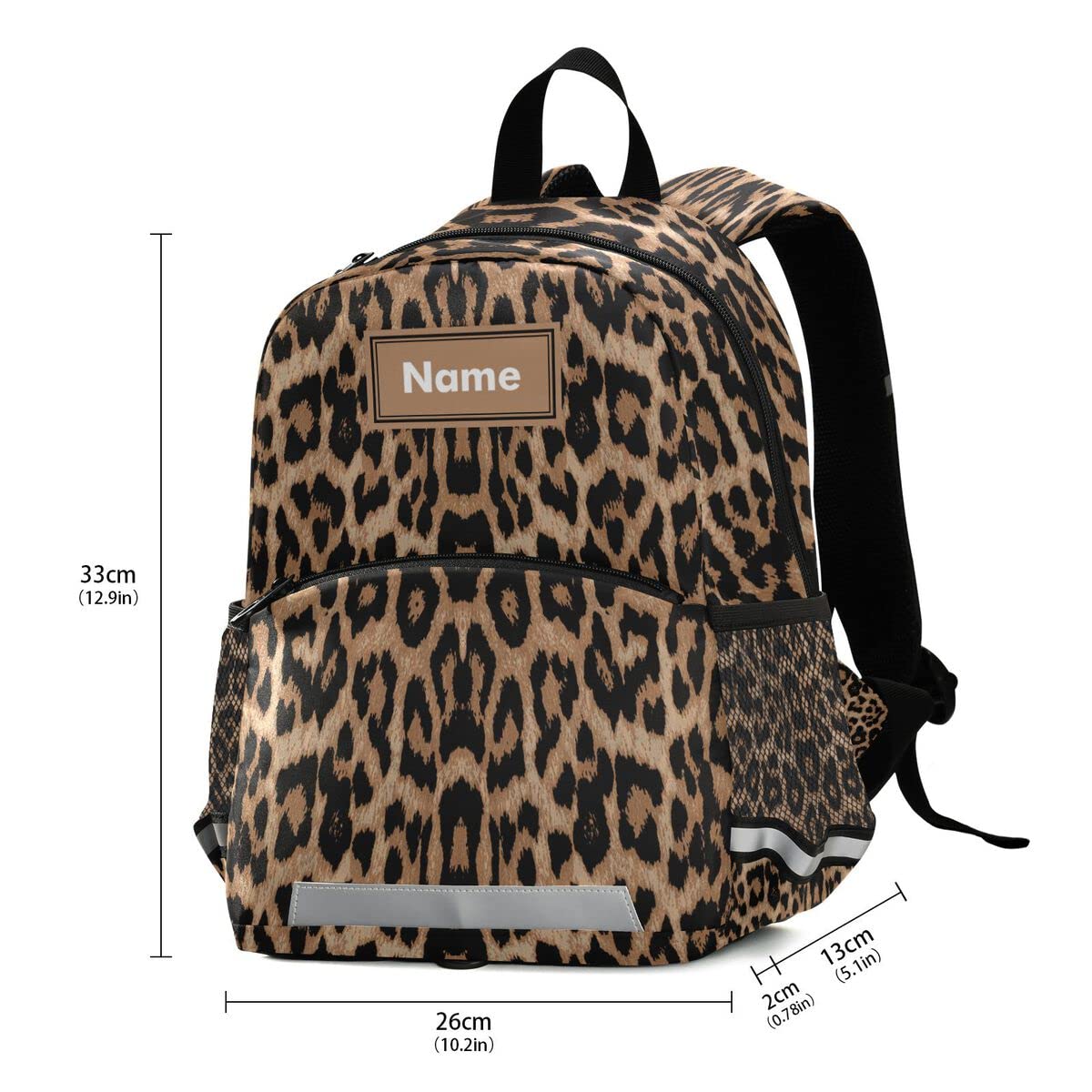 Custom Kid's Name Cute Toddler Backpack Personalized Cheeteh Leopard Print Mini Bag for Baby Girl Boy Age 3-7