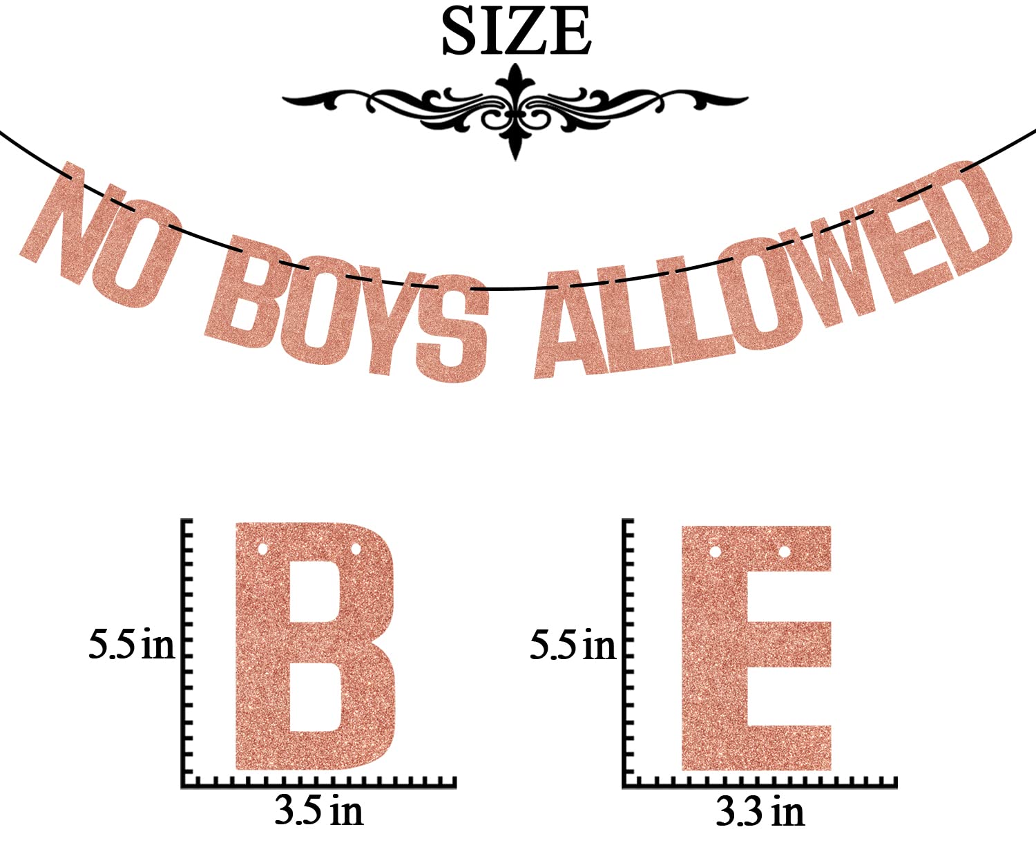 No Boys Allowed Banner, Women Bride Bachelorette Decorations, Bride to Be Banner, Bachelorette Party Decorations, Bride Pajamas Party Supplies Rose Gold Glitter