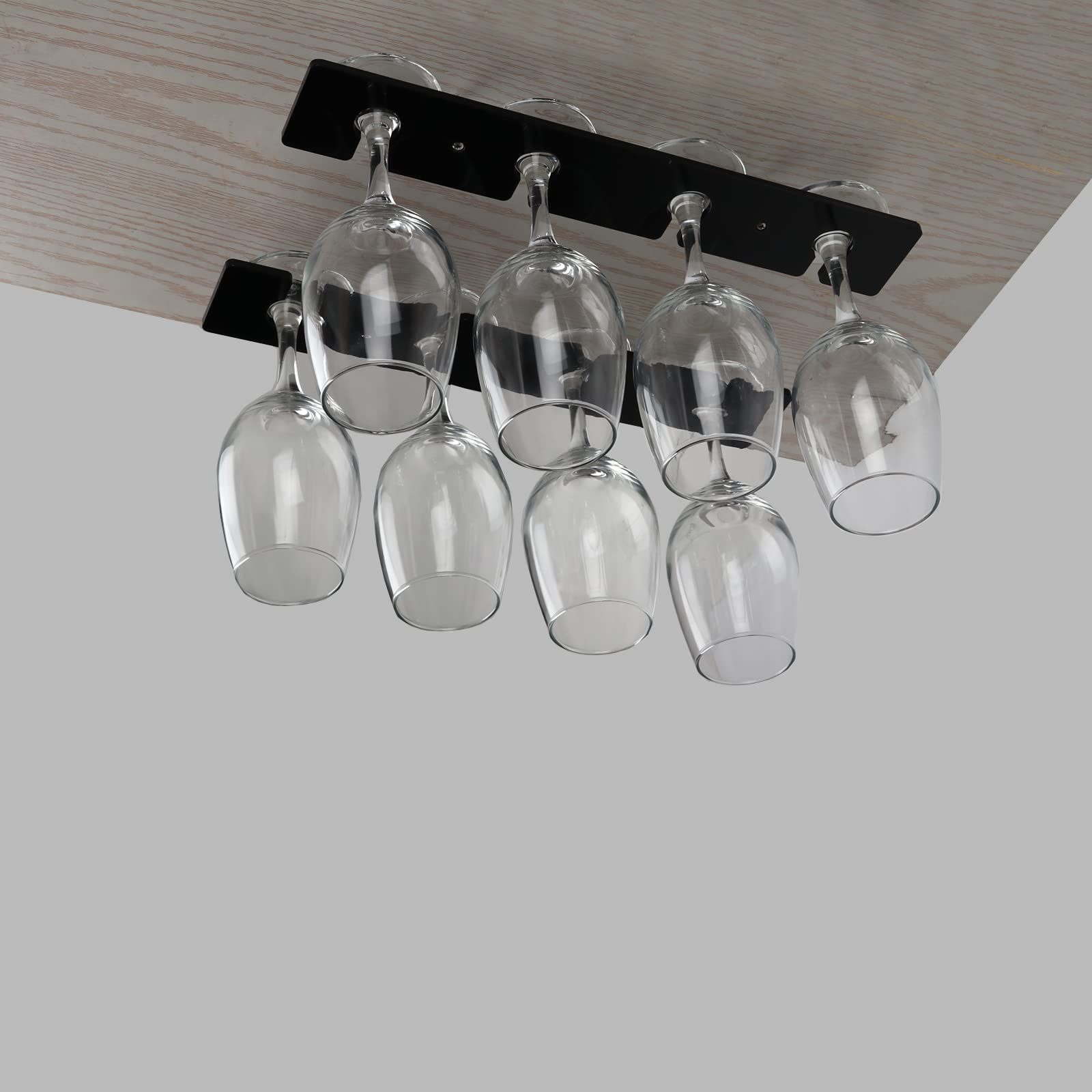 WANLIAN Wine Glass Frame Wall -Mounted Wine Glass Storage Shelf Cabinet Cabinet Cabinet Wine Glass Wine Glass Reserve Hanger Kitchen bar Restaurant Screwdriver Installation (Black 2 Set)