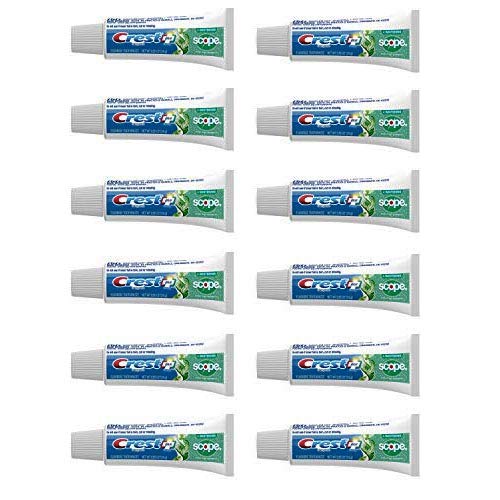 Crest Complete Whitening Plus Scope Minty Fresh Toothpaste, Travel Size, TSA Approved, 0.85 Ounce (Pack of 12)