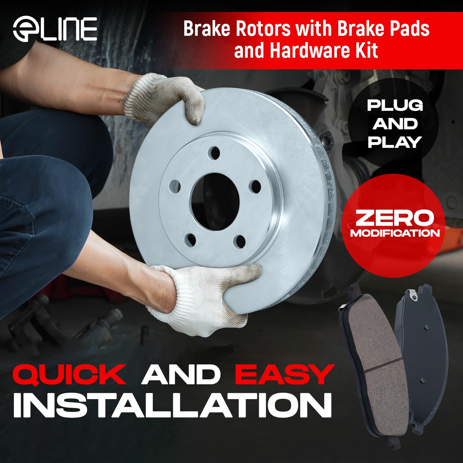R1 Concepts Rear Brakes and Rotors Kit |Rear Brake Pads| Brake Rotors and Pads| Ceramic Brake Pads and Rotors |Hardware Kit WFWH1-67102