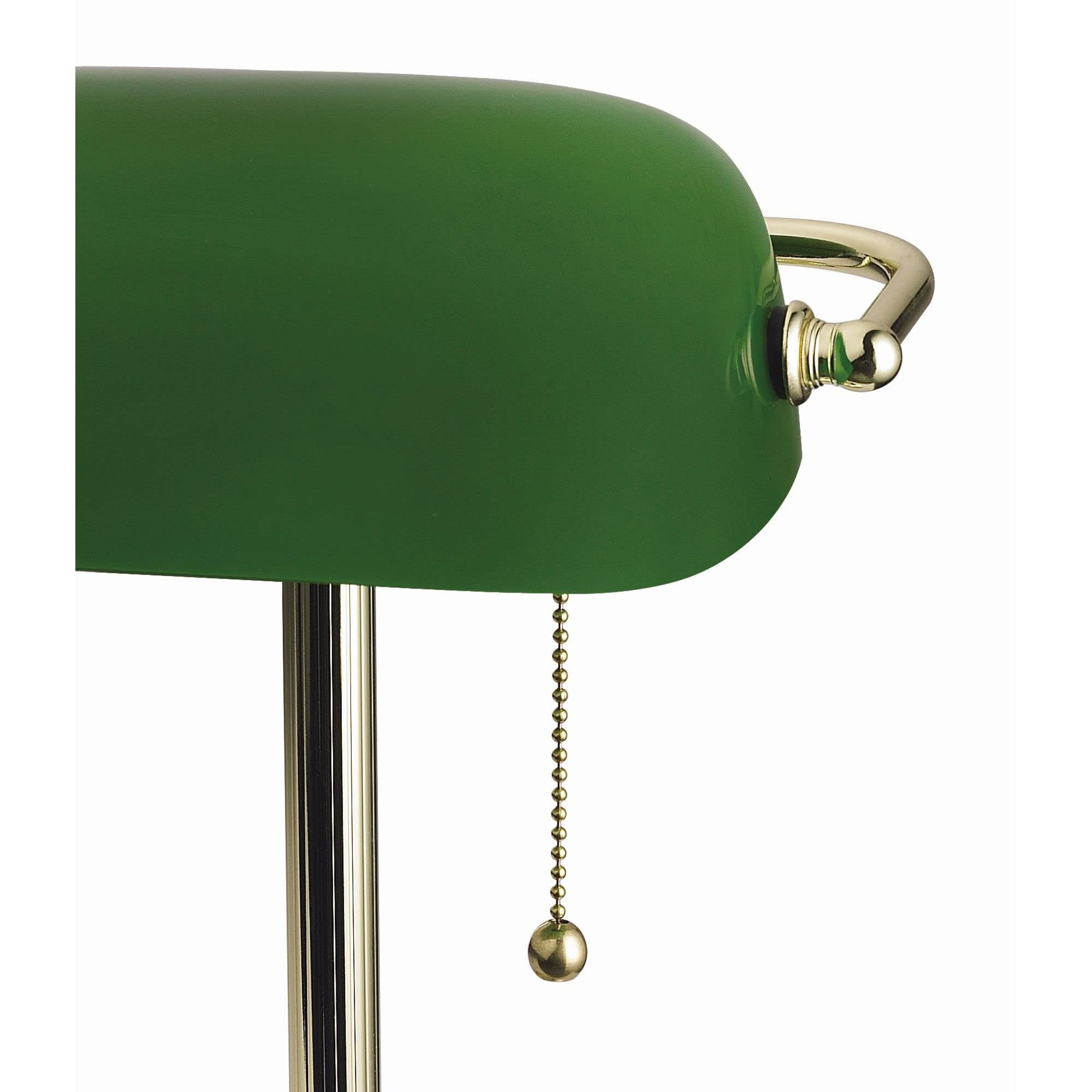 Catalina 13.5" Traditional Bankers Desk Lamp with Glass Shade, Green