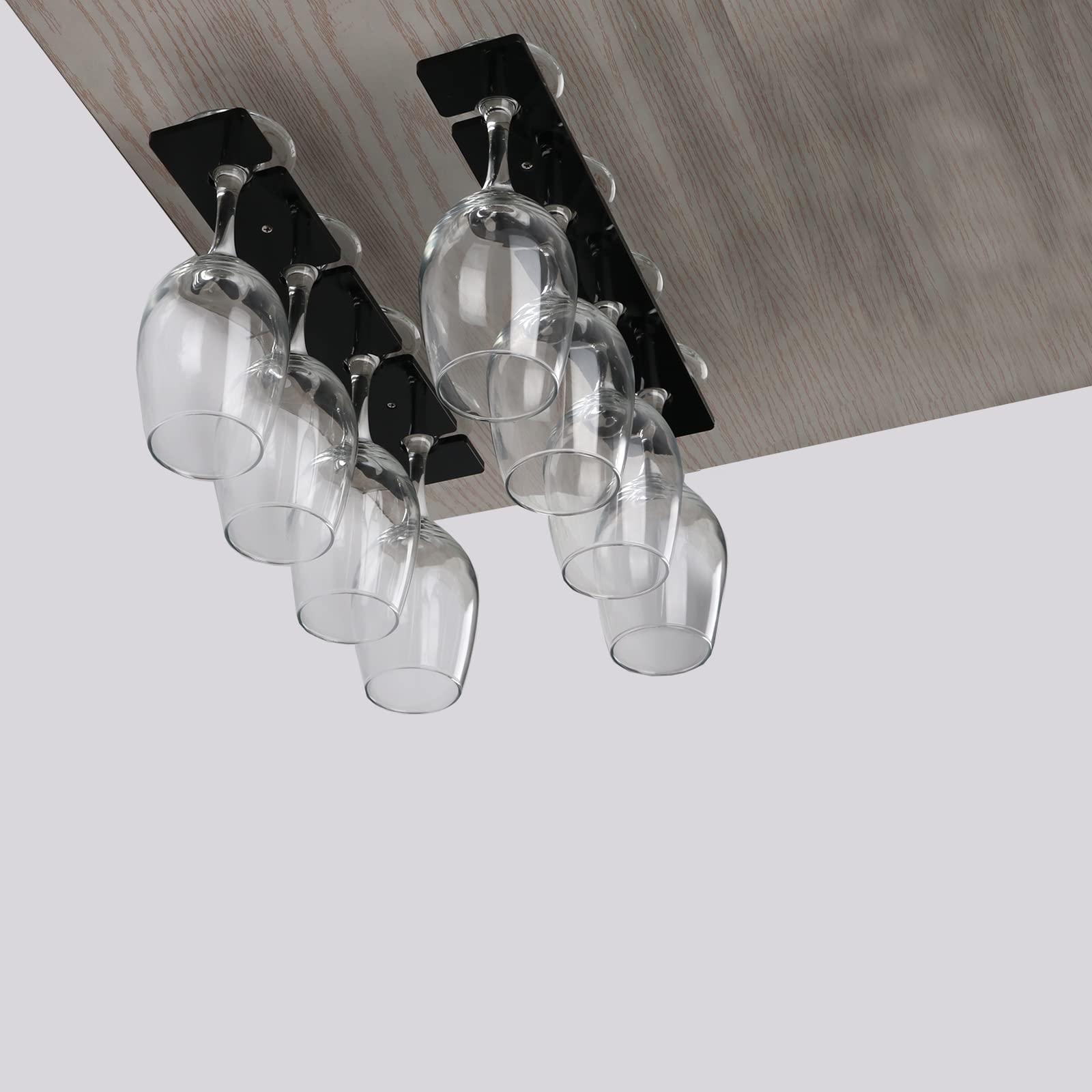 WANLIAN Wine Glass Frame Wall -Mounted Wine Glass Storage Shelf Cabinet Cabinet Cabinet Wine Glass Wine Glass Reserve Hanger Kitchen bar Restaurant Screwdriver Installation (Black 2 Set)