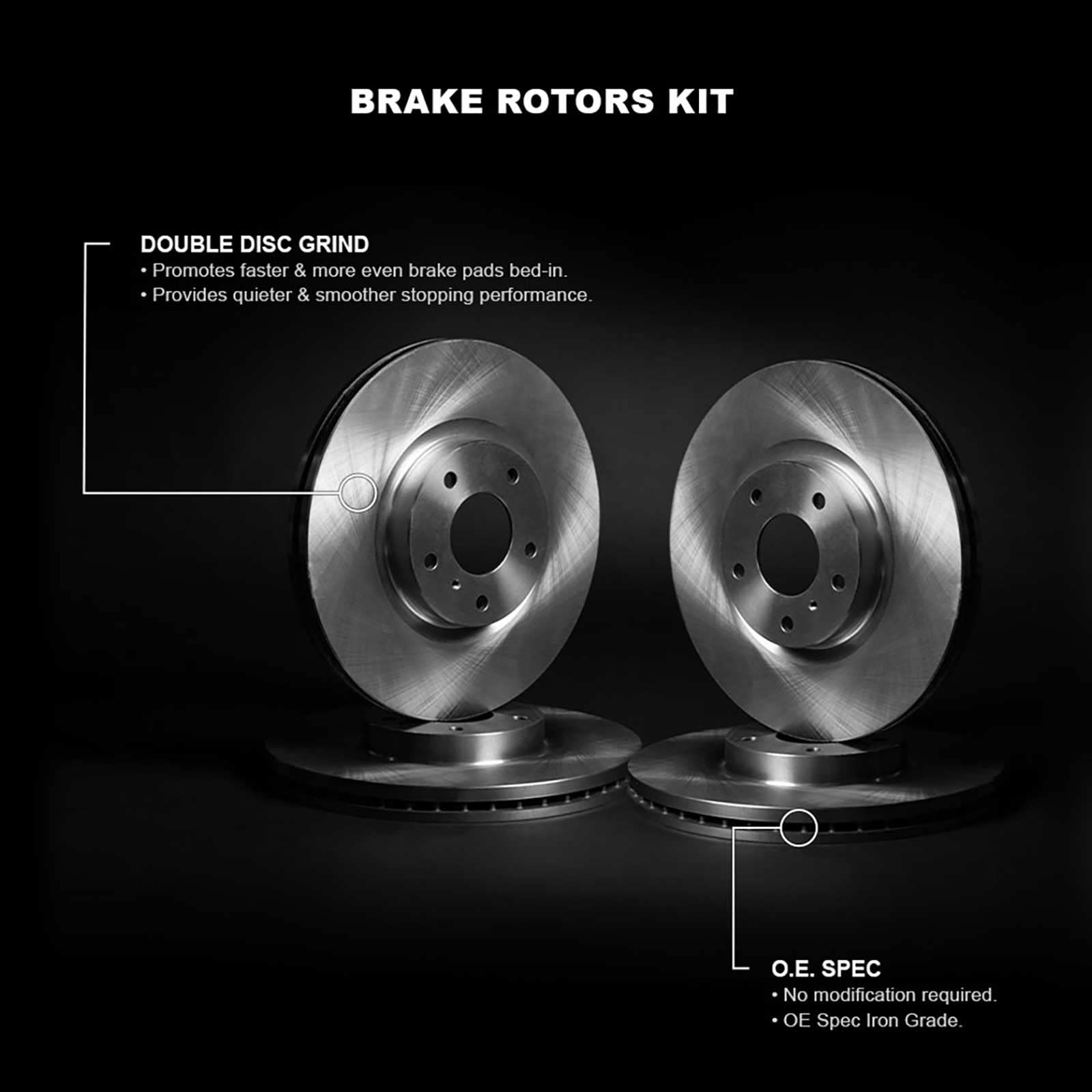 R1 Concepts Front Rear Brake Rotor Kit |Brake Rotors| Brake Disc|fits 2013-2022 INFINITI JX35, Q50, Q60, QX60; Nissan Murano, Pathfinder