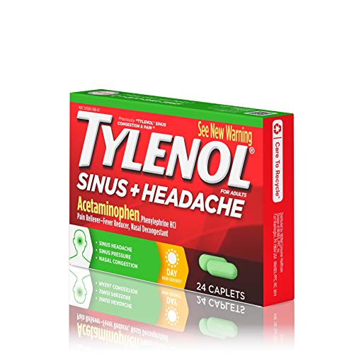 Tylenol Sinus + Headache Non-Drowsy Daytime Caplets with Acetaminophen & Phenylephrine HCl, 24 ct
