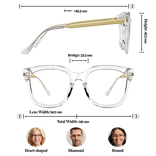 ZENNI Blue Light Blocking Glasses for Women Clear Square Frame Relieve Digital Screen Eye Strain Mixed Materials Light Eyewear