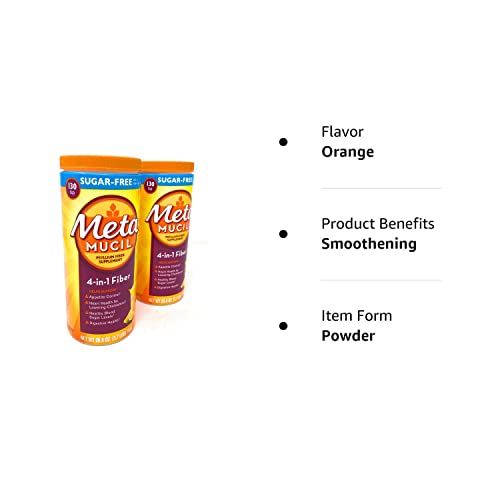 Metamucil Sugar Free Fiber Supplement, Orange Smooth 260 Servings