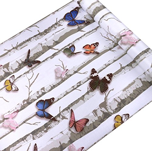 Redodeco Pretty Butterfly Rural Style Adhesive Paper Shelf Liner Peel Stick Dresser Drawer Sticker Home Deco 17.7inch by 96inch