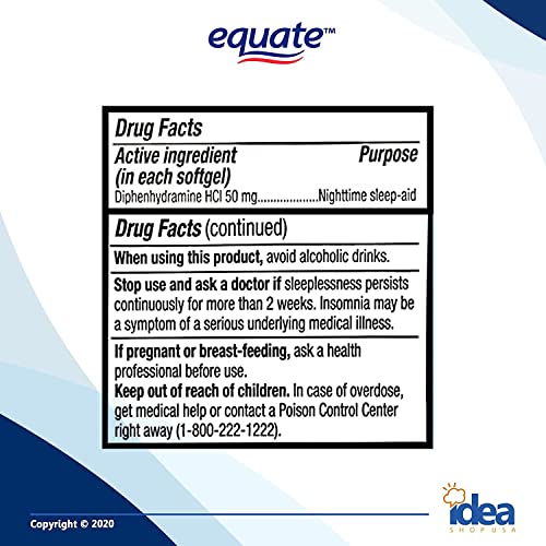 Equate Maximum Strength Sleep-Aid Softgels 50mg, 100 Ct Bundle with Exclusive "Have a Great Sleep" - Better Idea Guide (2 Items)