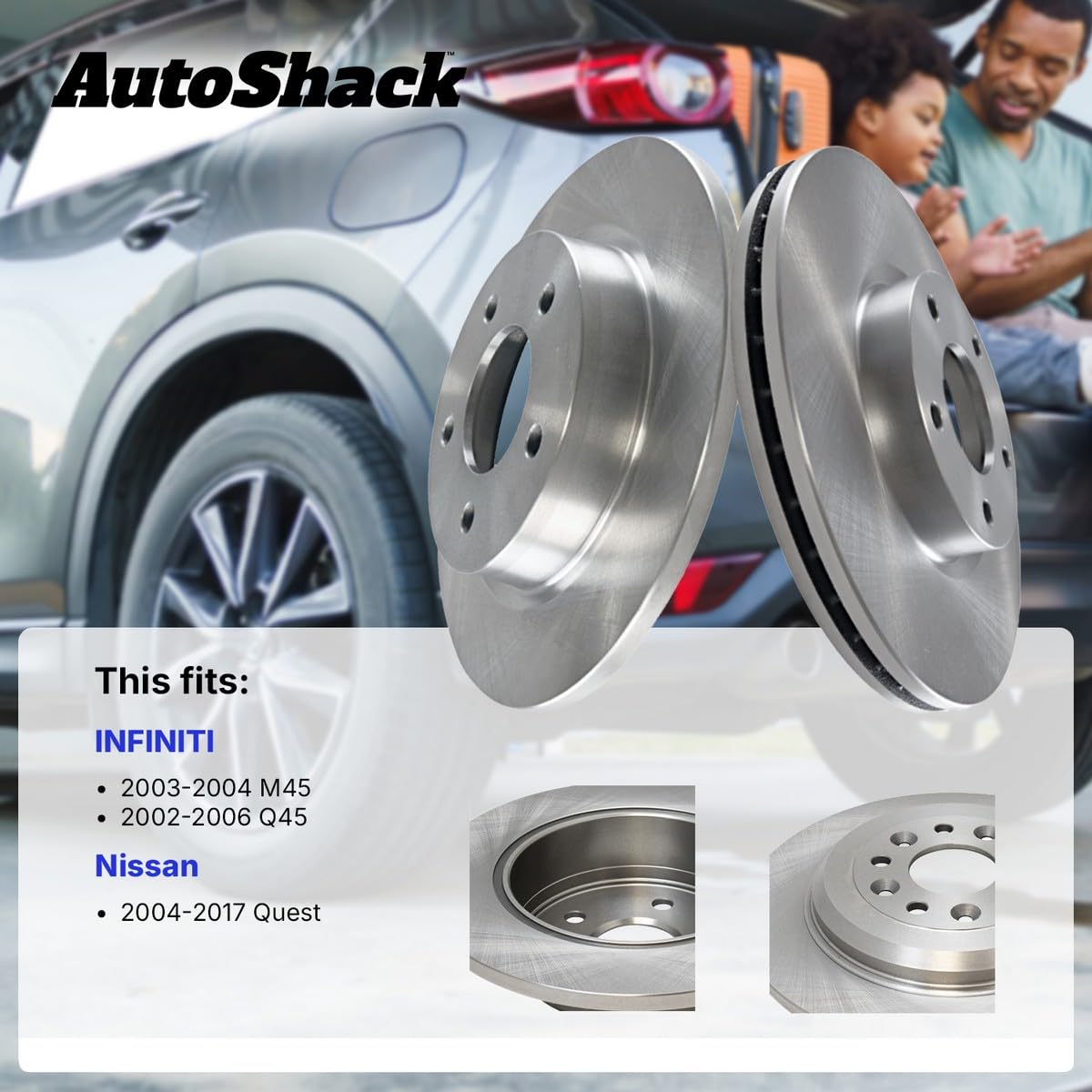 AutoShack Brake Rotors Front Brake Rotor Replacement Kit for 2011-2017 Nissan Quest 2016 Pathfinder 2002-2006 INFINITI Q45 2003-2004 M45 3.5L 4.5L V6 V8 4WD FWD RWD R41391PR
