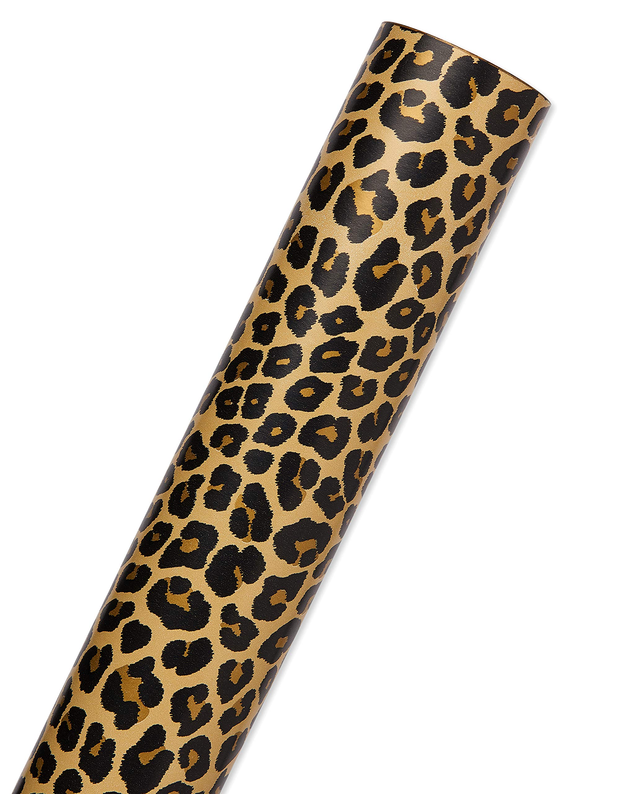 American Greetings Reversible Wrapping Paper Jumbo Roll for Birthdays, Mother's Day, Father's Day, Graduation and All Occasions, Leopard and Gold (1 Roll, 175 sq. ft.)