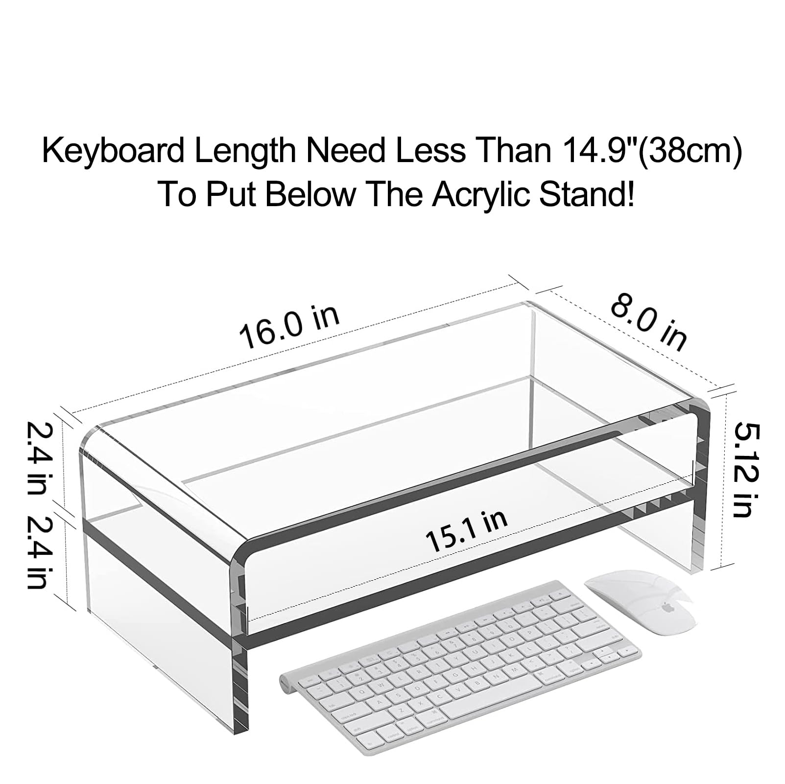 Egchi Clear Acrylic Monitor Stand Riser 2 Tier, 5.5 Inches High Clear Monitor Stand/Computer Desk Organizer Shelf for Multi Media Computer PC Storage Laptop