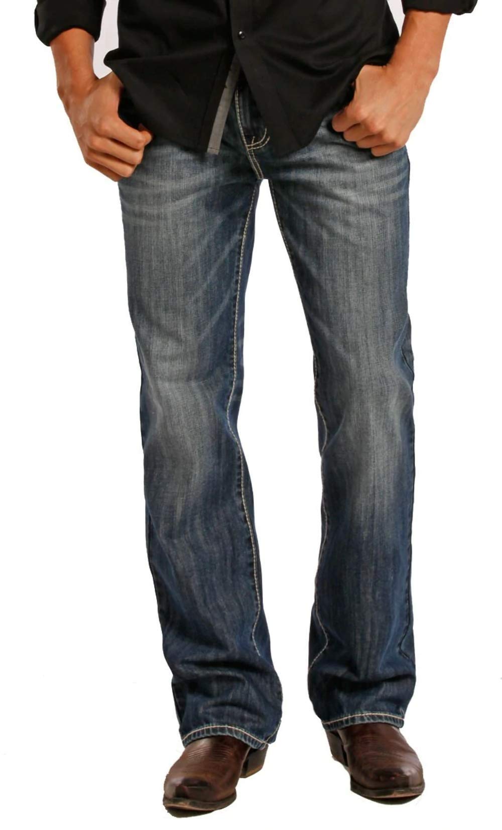 Rock & Roll Denim Relaxed Fit Straight Bootcut Jeans #M0S8553 34 W x 34 L
