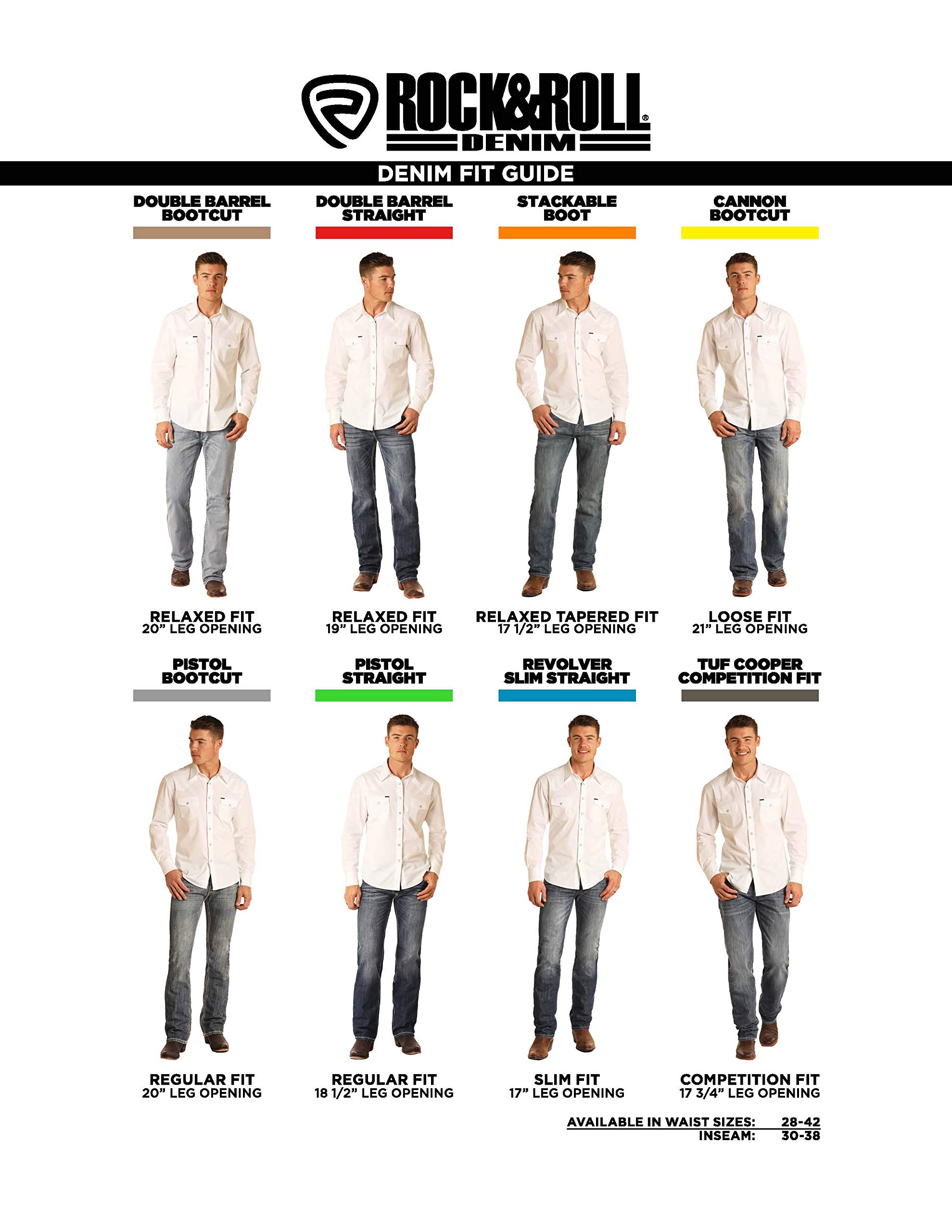 Rock & Roll Denim Relaxed Fit Straight Bootcut Jeans #M0S8553 34 W x 34 L