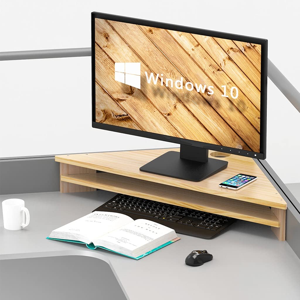 SUNDAY HOME Desk Computer Monitor Corner Stand Wooden, 2 Tier Solid Wood Monitor Riser Desk Organizers Rack Natural Wood (Size : 79CM)