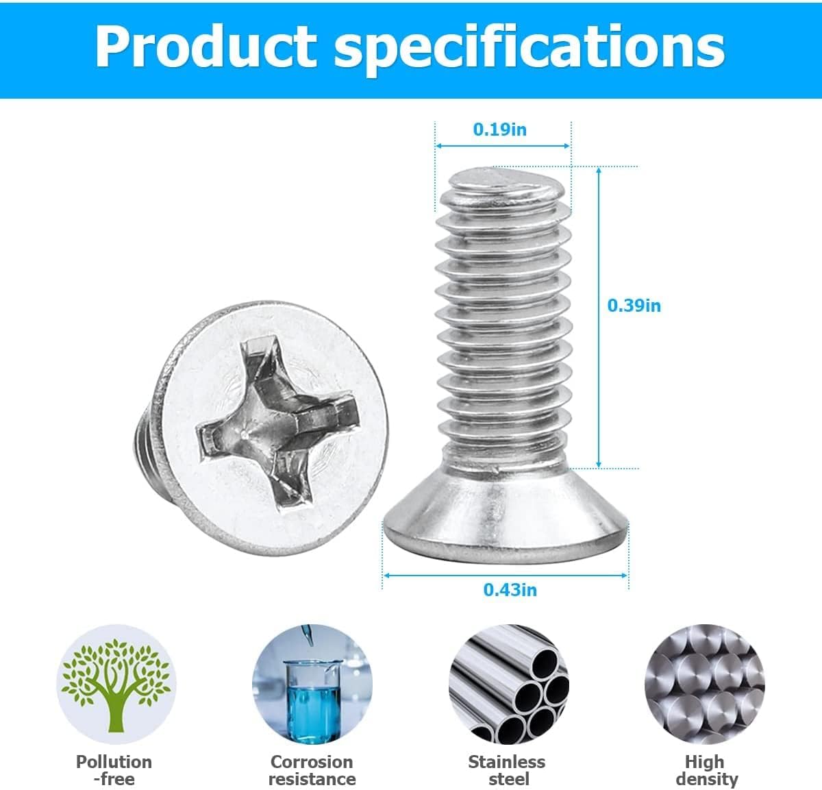 12PCS Stainless Steel Brake Disc Rotor Screws, 93600-06014-0H, Retaining Hardware Bolts Screw Kit for Front and Rear, Car Replacement for Acura, Civic, Accord, Odyssey, City (White)