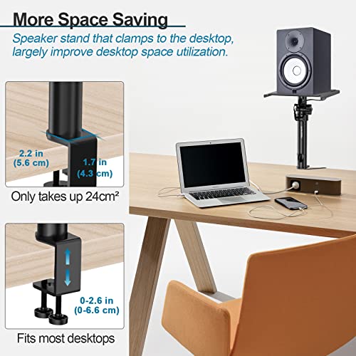 Vondynote Set of 2 Studio Monitor Stands Desktop Clamp Speaker Stands Bookshelf Speaker Stands with Cable Management