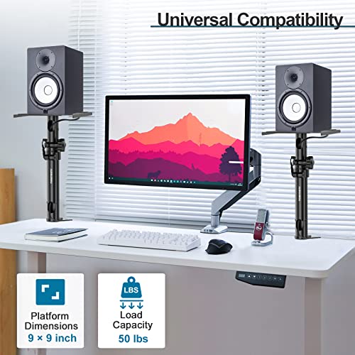 Vondynote Set of 2 Studio Monitor Stands Desktop Clamp Speaker Stands Bookshelf Speaker Stands with Cable Management