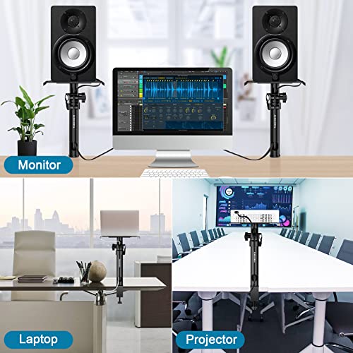 Vondynote Set of 2 Studio Monitor Stands Desktop Clamp Speaker Stands Bookshelf Speaker Stands with Cable Management